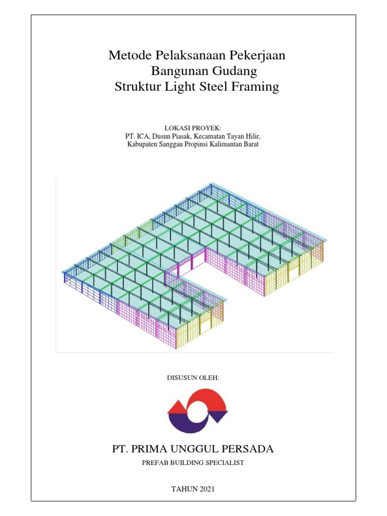 Metode Kerja Pemasangan Bangunan Gudang Struktur Light Steel Framing | PDF