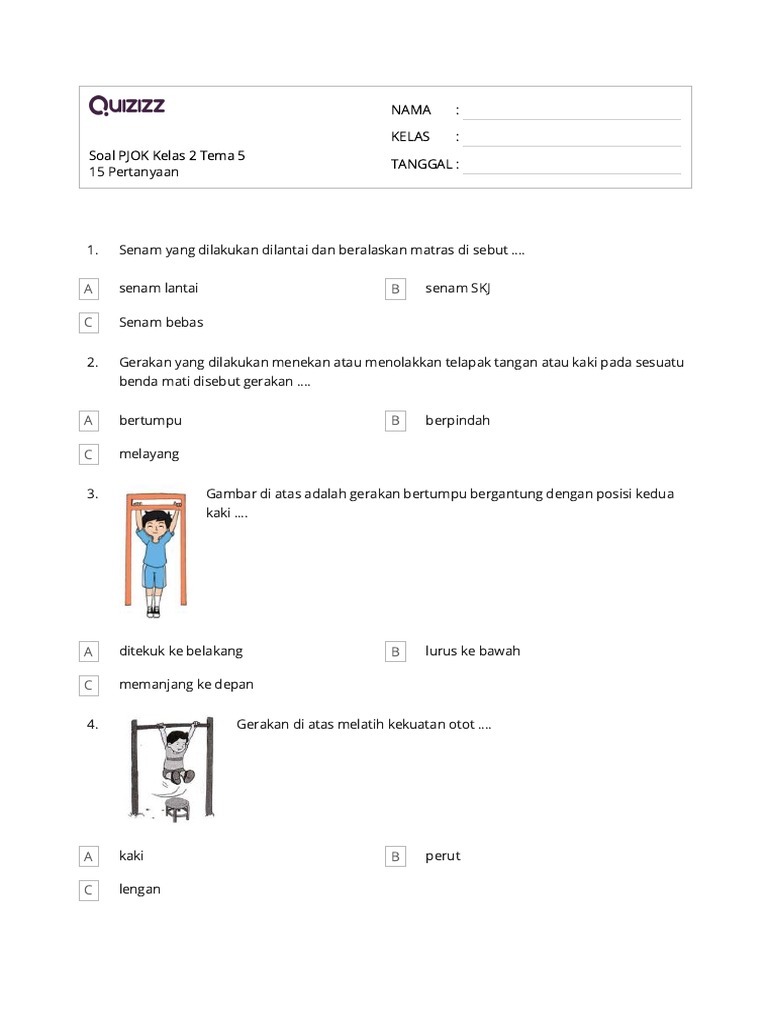 Soal PJOK Kelas 2 Tema 5 | PDF