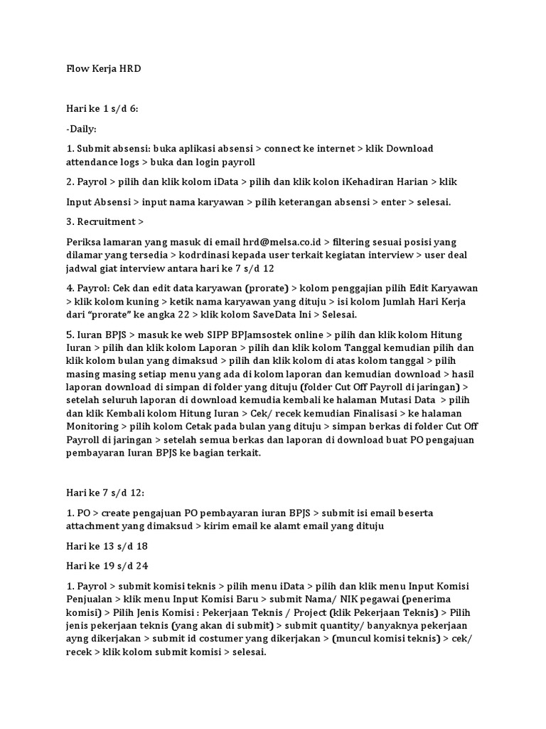 Flow Kerja HRD | PDF | Pengelolaan Keuangan & Uang