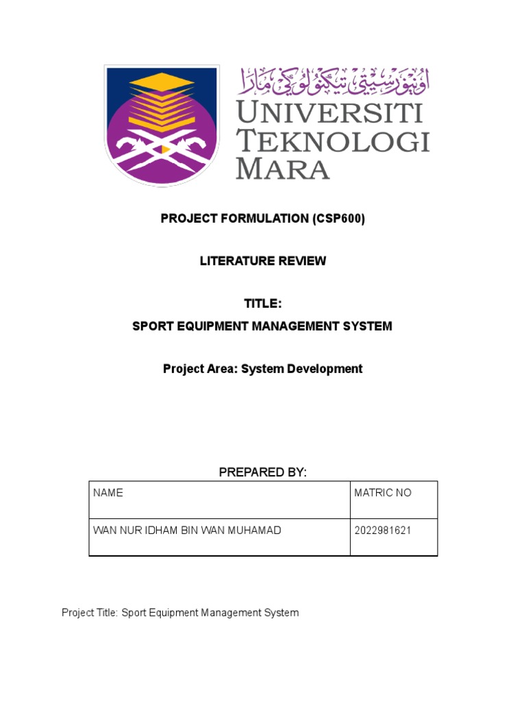 Literature Research Sport Equipment Management System | PDF