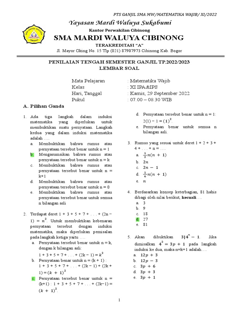 Soal Pts Xi Semester1 | PDF