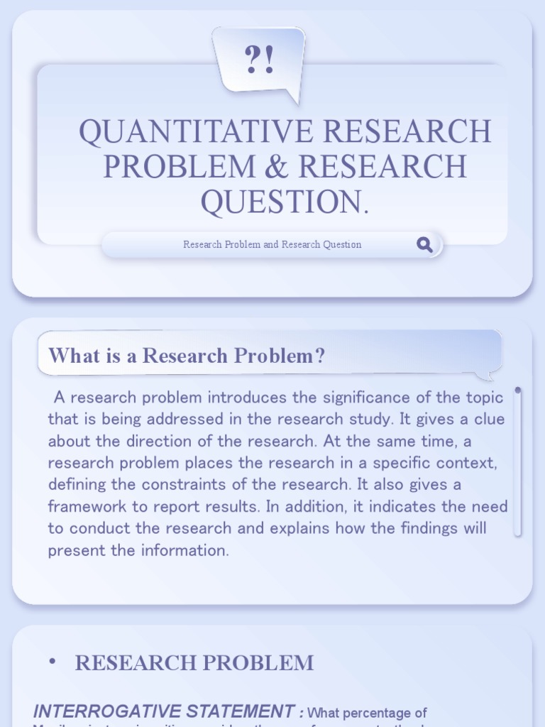 Quantitative Research Problem and Question | PDF | Question | Methodology