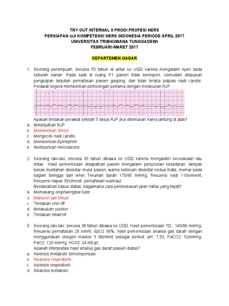 Try Out Internal Ii Prodi Profesi Ners | PDF