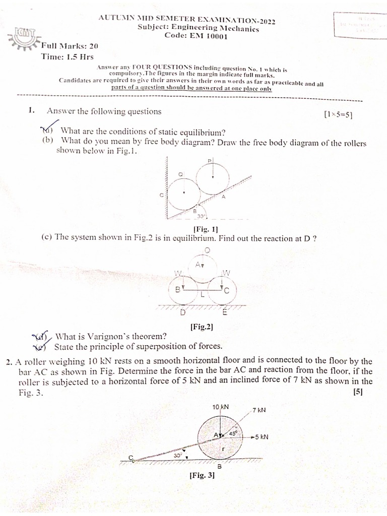 Emech Midsem Question Paper | PDF