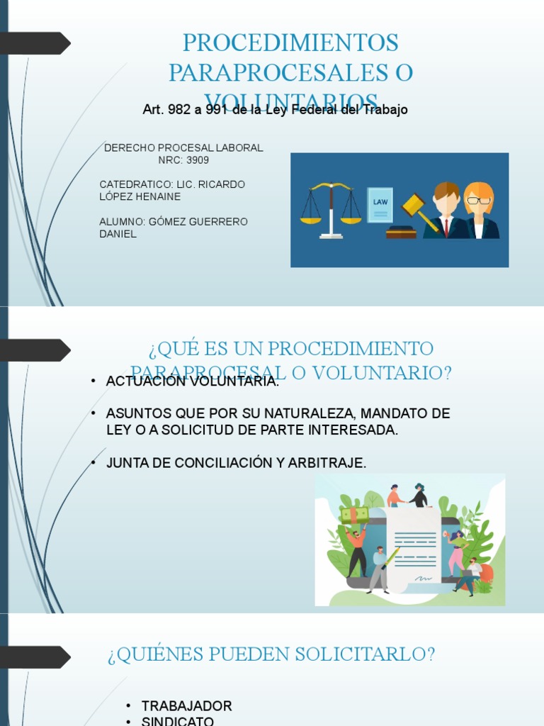 Procedimientos Paraprocesales o Voluntarios | PDF