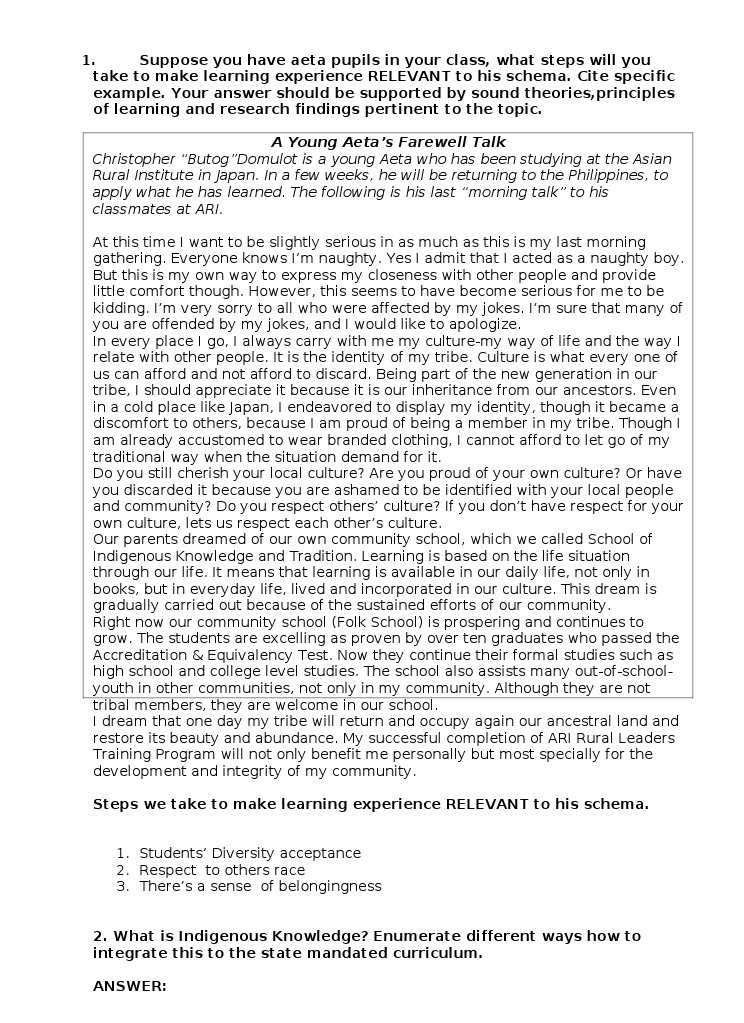 Assignment in ALS | PDF | Traditional Knowledge | Sustainability