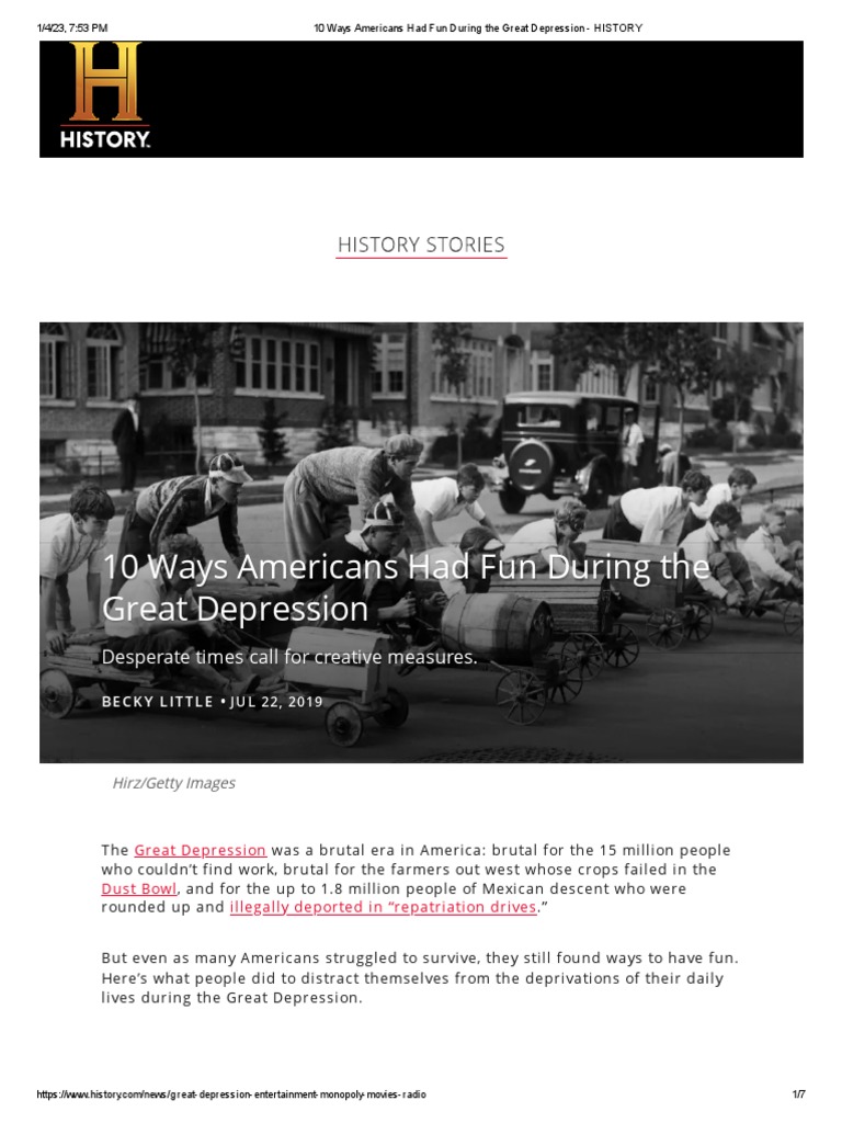 10 Ways Americans Had Fun During The Great Depression - HISTORY | PDF
