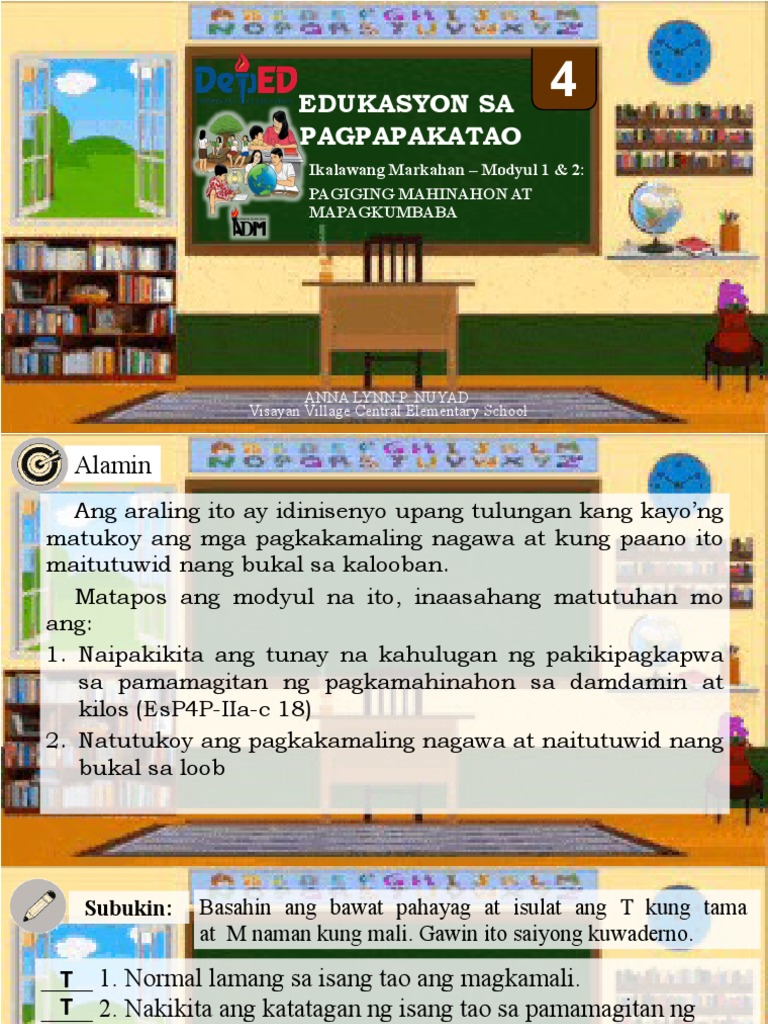 Edukasyon Sa Pagpapakatao: Ikalawang Markahan - Modyul 1 & 2: Pagiging ...