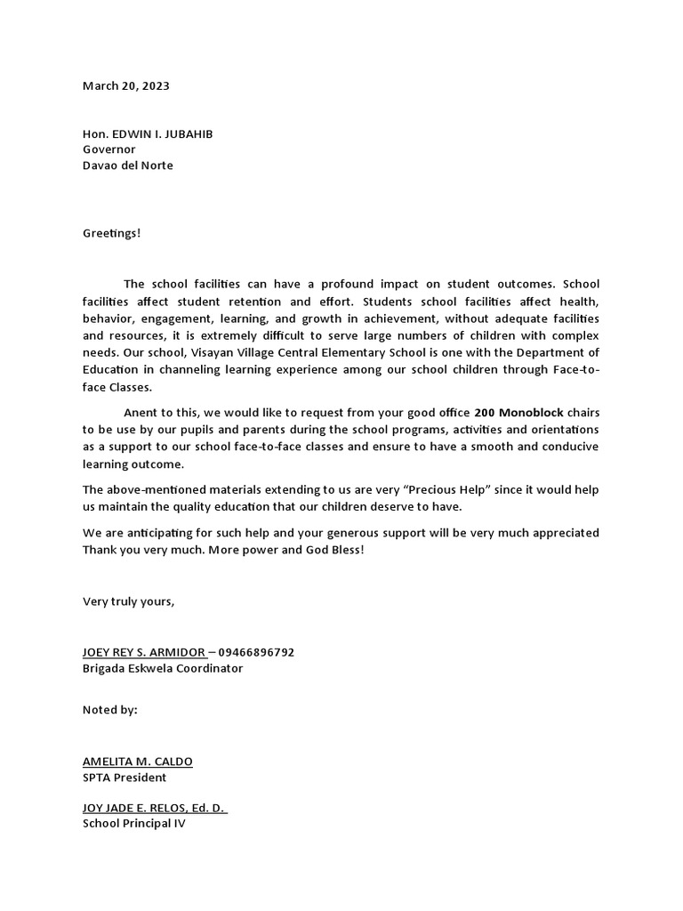 B.E. Request Letter 2023 | PDF