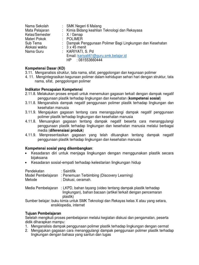 KARIYATI RPP KSE Berdiferensiasi | PDF