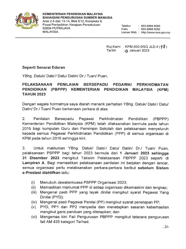 Pelaksanaan PBPPP KPM Tahun 2023 | PDF