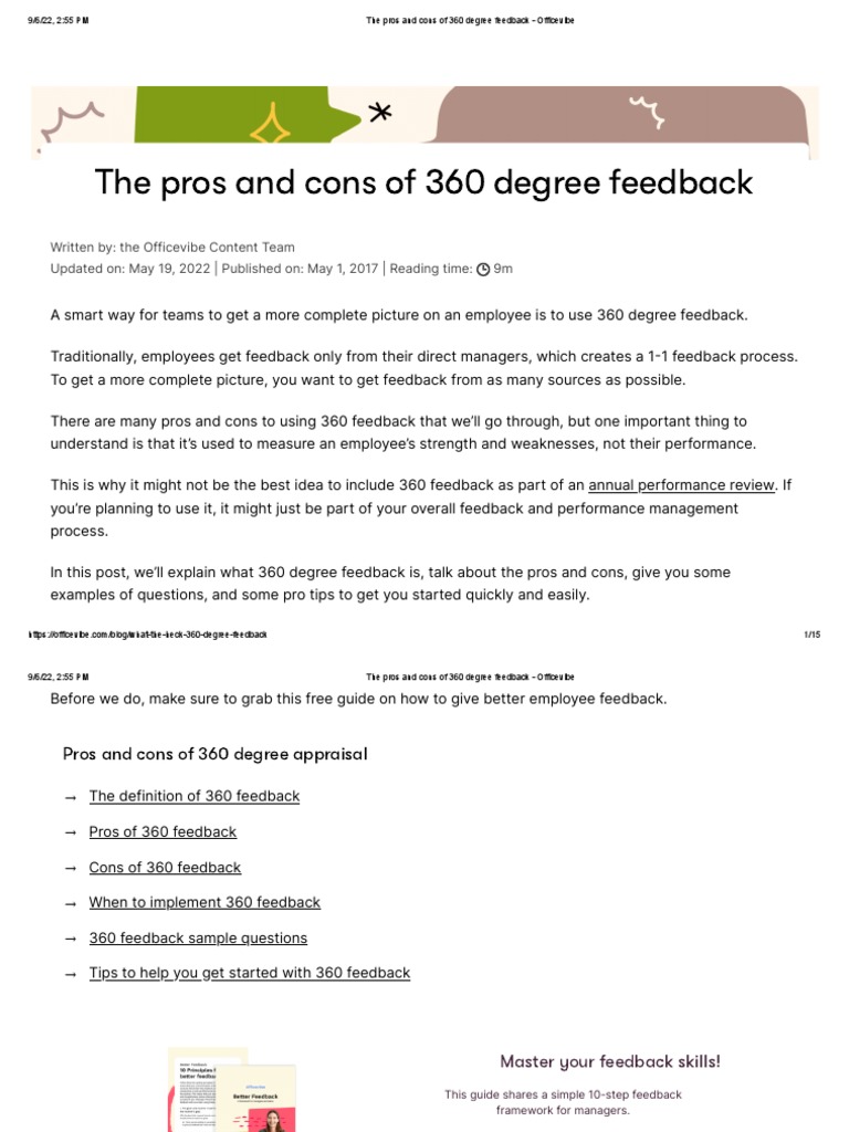 360 Degree Feedback: Pros and Cons | PDF