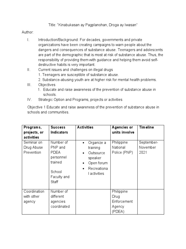 Drug prevention program | PDF