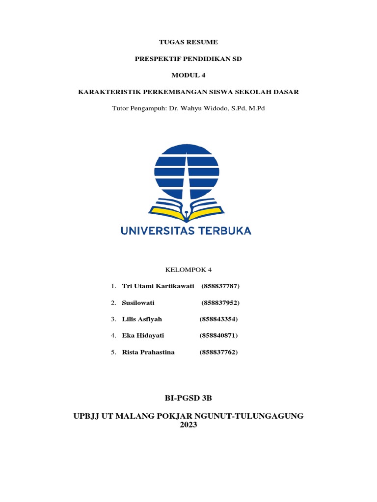 Resume Modul 4 Prespektif Pendidikan SD Kel. 4 3B Bi PGSD | PDF ...