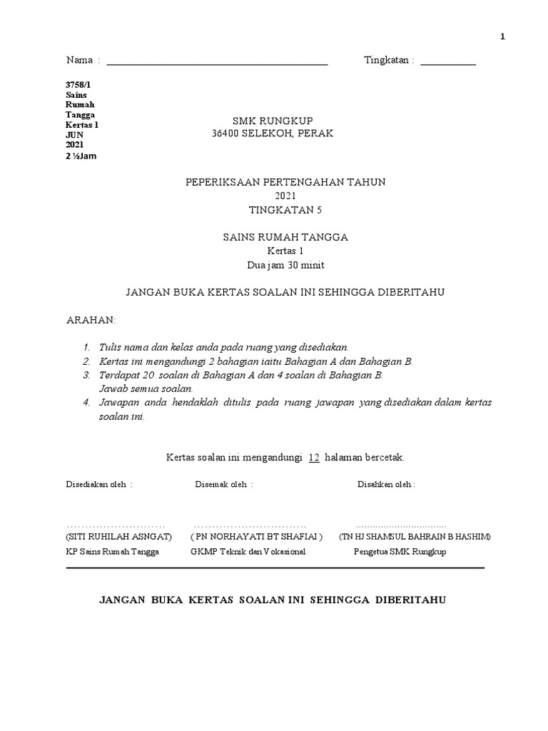 Peperiksaan Akhir Tahun T4 SRT | PDF
