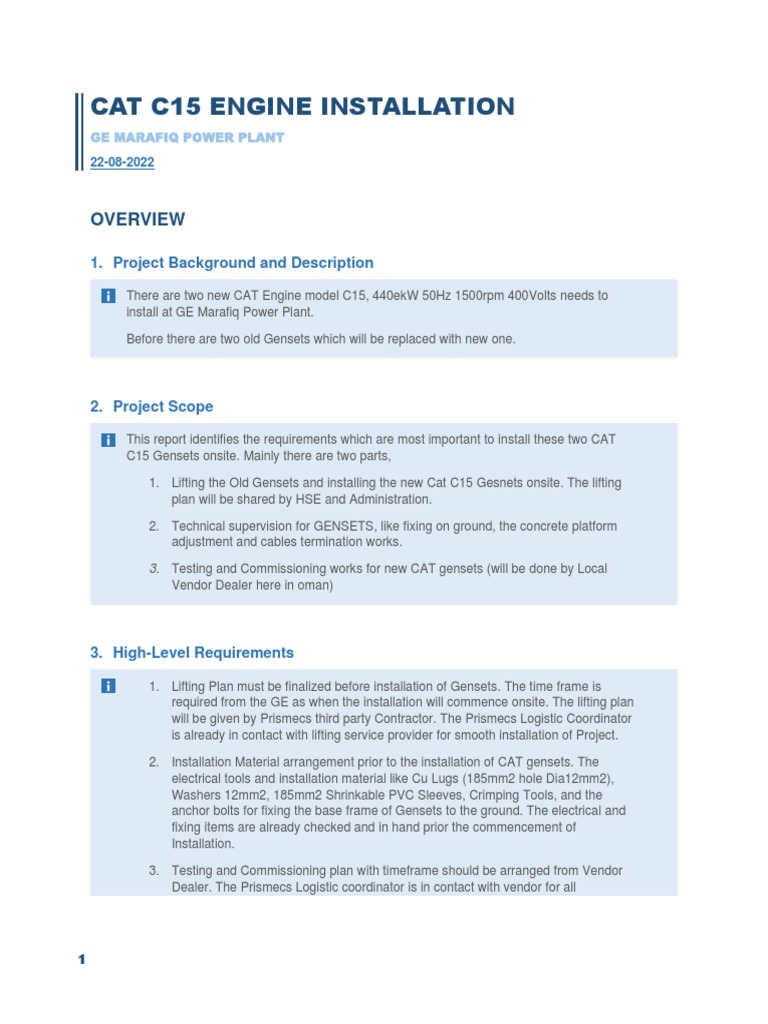 CAT C15 Engine Installation Sequence | PDF