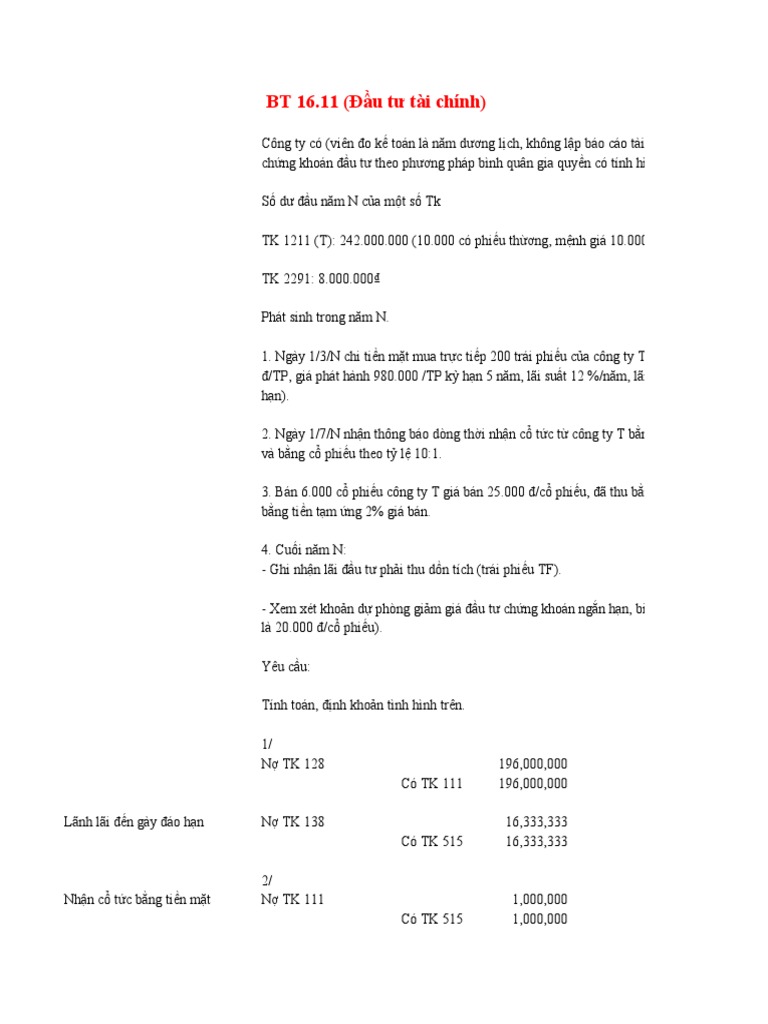 BAI TAP KTTC 16.11 Chuong 16 | PDF
