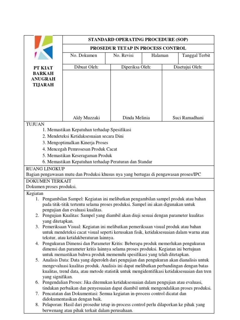5.4 SOP in Process Control | PDF