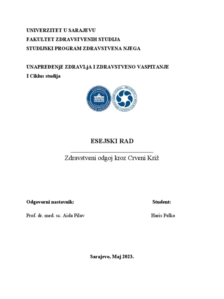 Zdravstveni Odgoj Kroz Crveni Križ | PDF