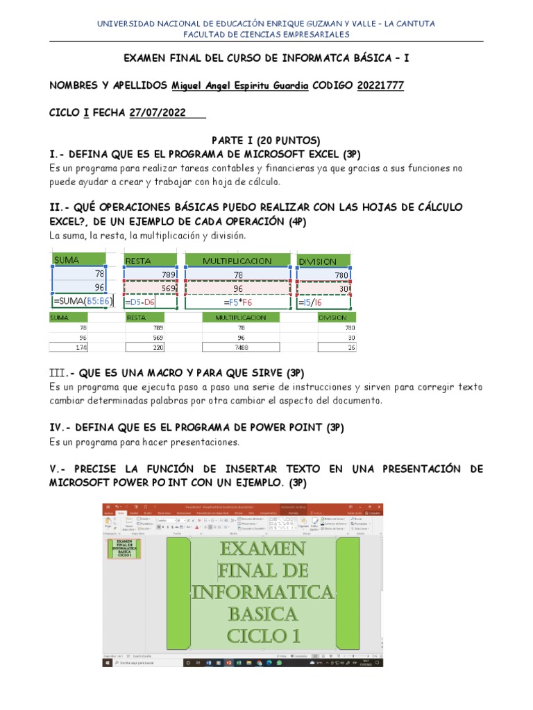 Examen Final de Informatica Básica | PDF