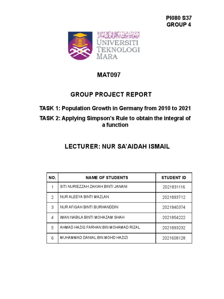 Group Project Report Math | Download Free PDF | Ordinary Differential Equation | Mathematics