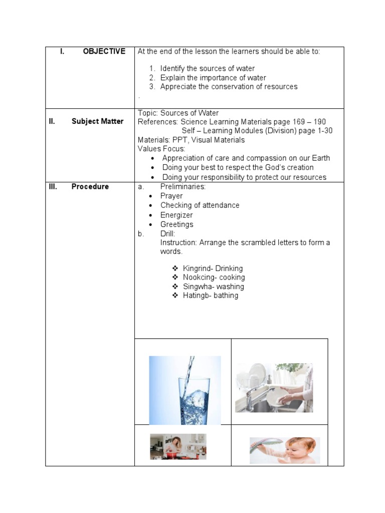 Sources Water Importance Conservation | PDF | Water | Learning