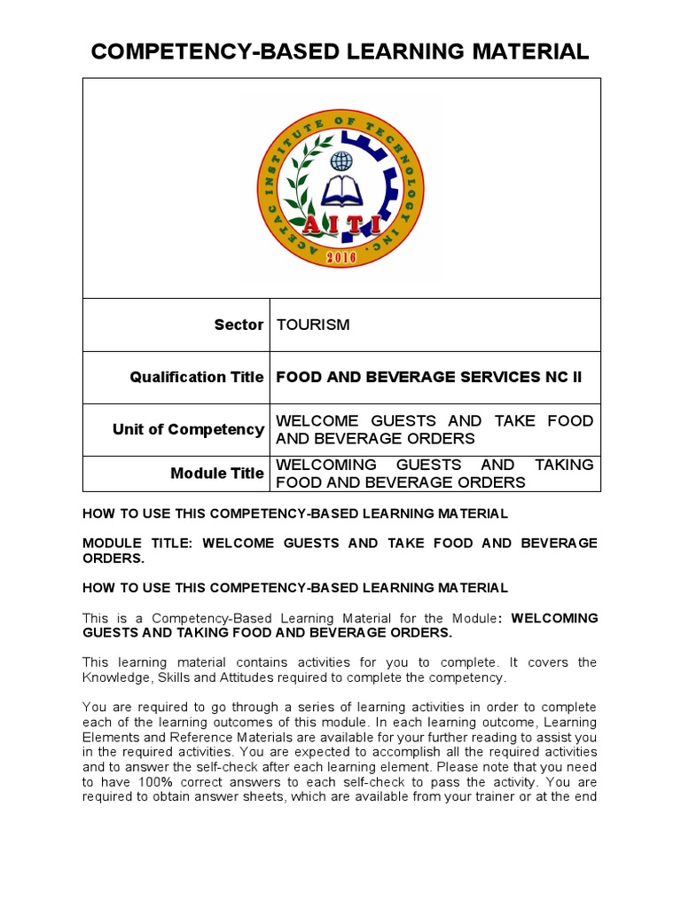 2competency-Based Learning Material-fbs Nc II | PDF