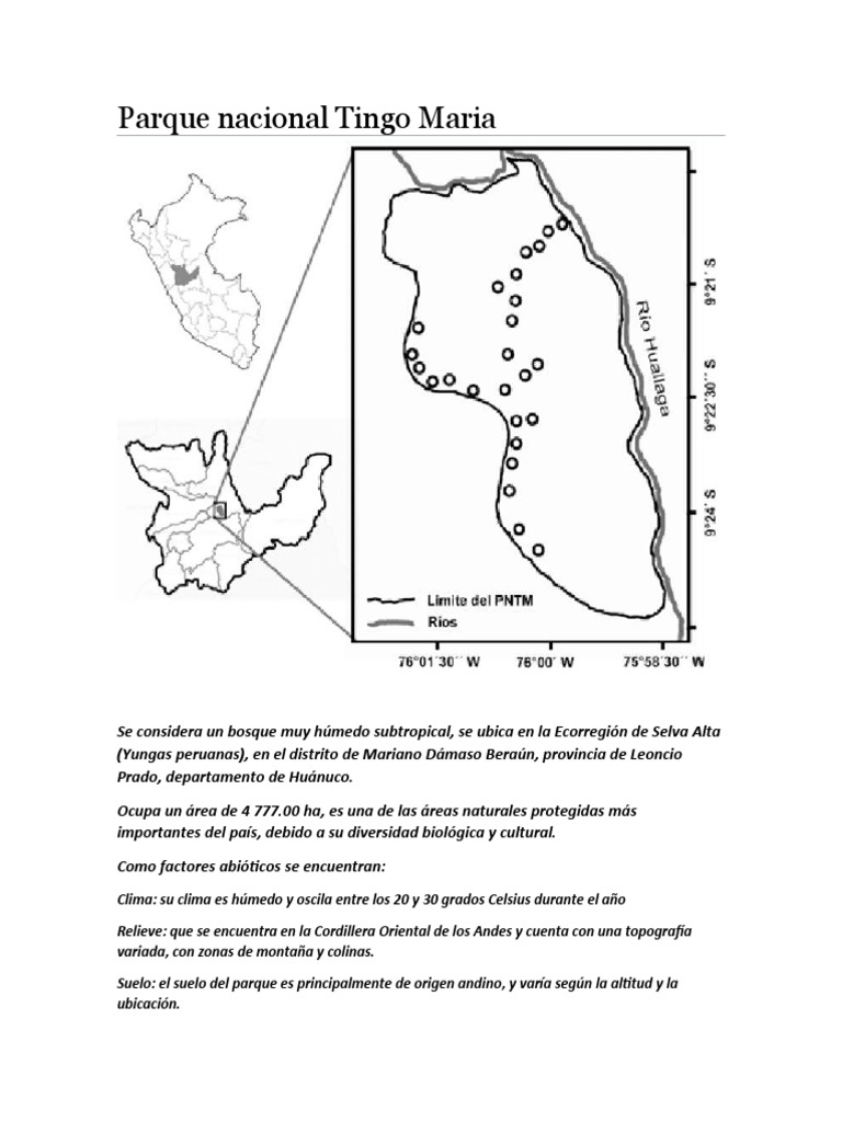 Parque Nacional Tingo Maria | PDF | Entorno natural | Ciencias de la Tierra