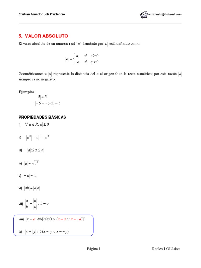 Ejercicios de Valor Absoluto | PDF