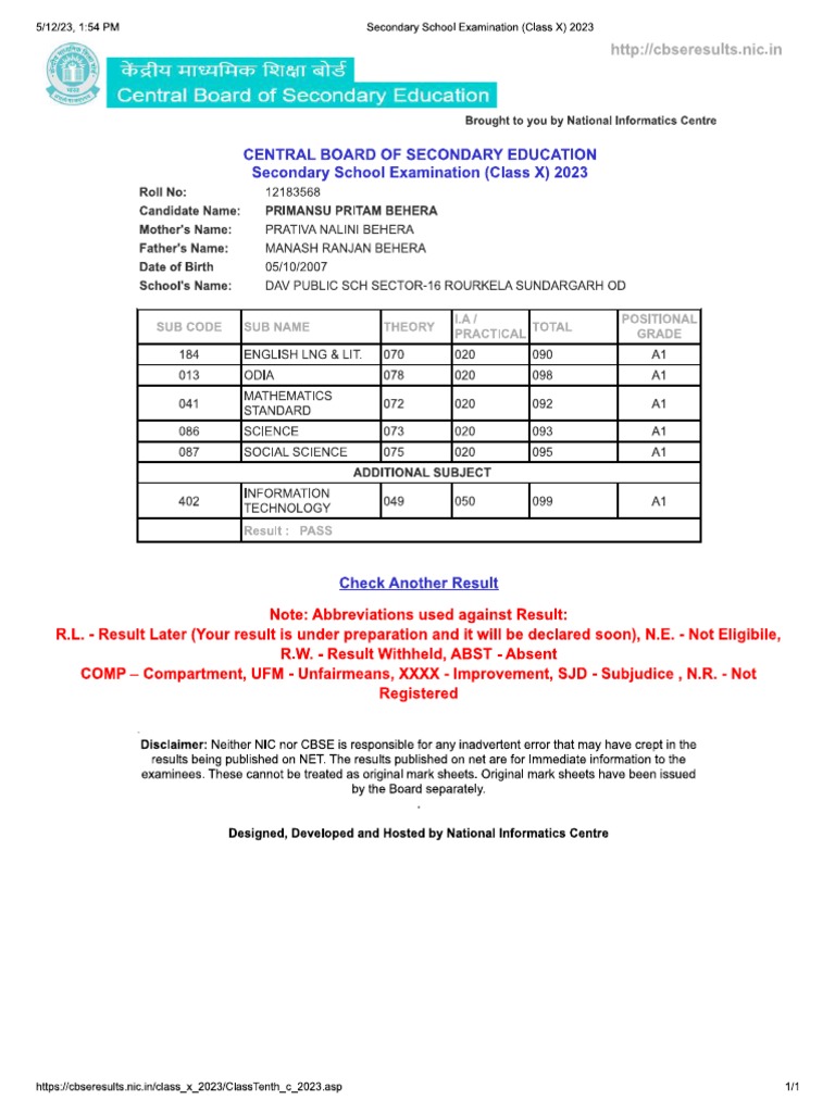 Cbse 10TH Result | PDF