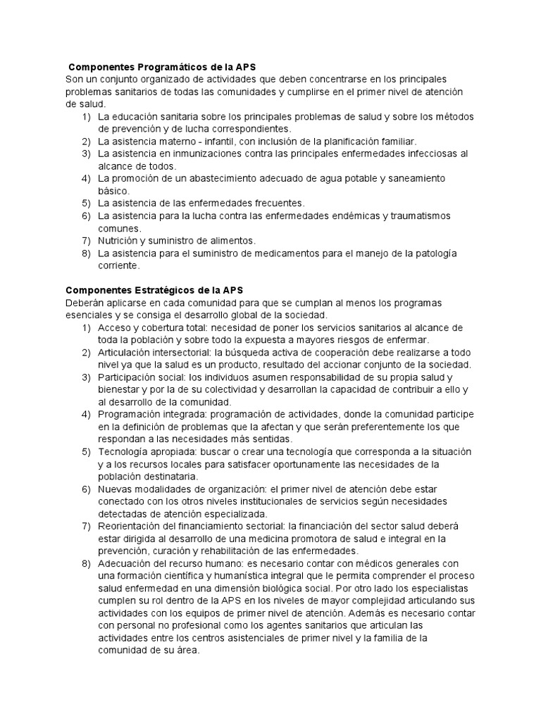Componentes Programáticos y Estratégicos APS | PDF