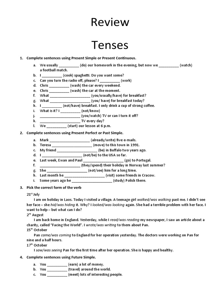 Review of English Tenses | PDF