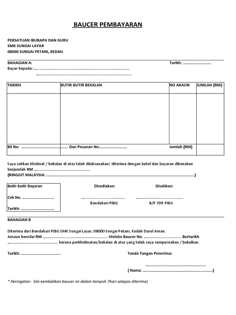 Baucer Pembayaran PIBG | PDF