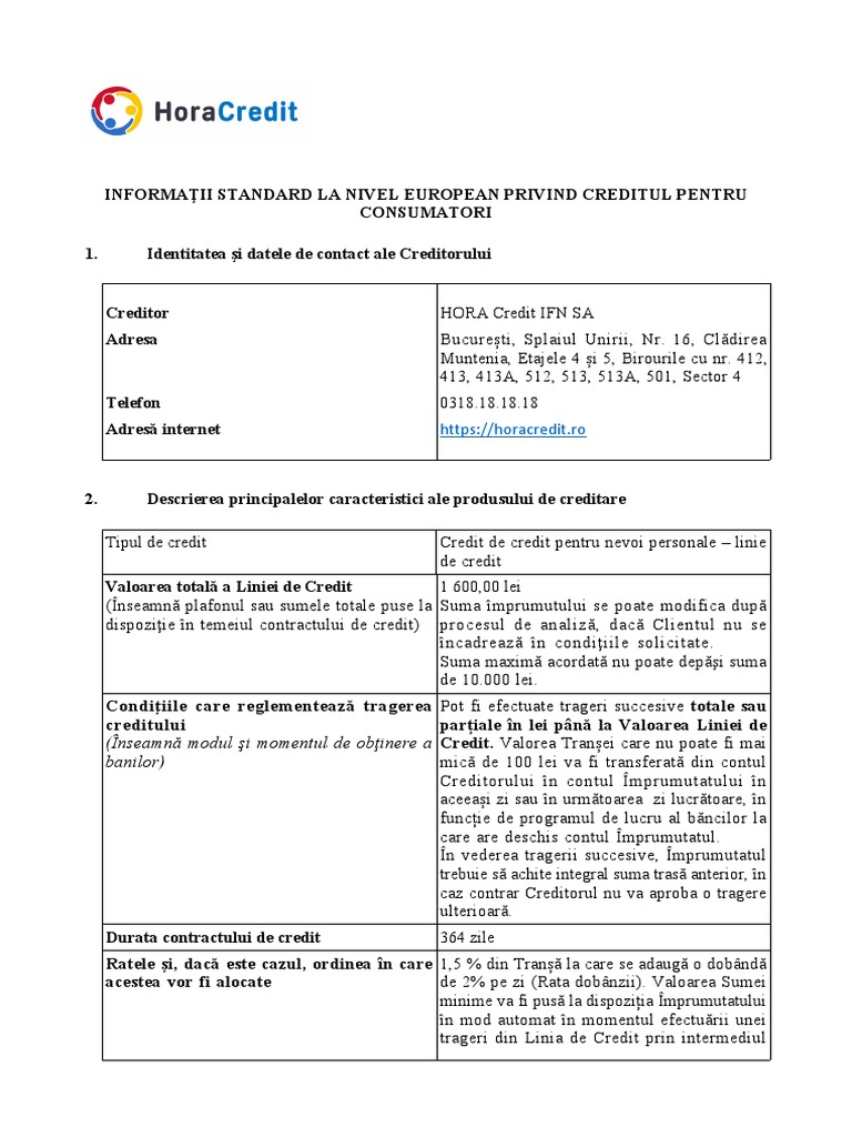 FEIS Conform OUG Linie de Credit | PDF