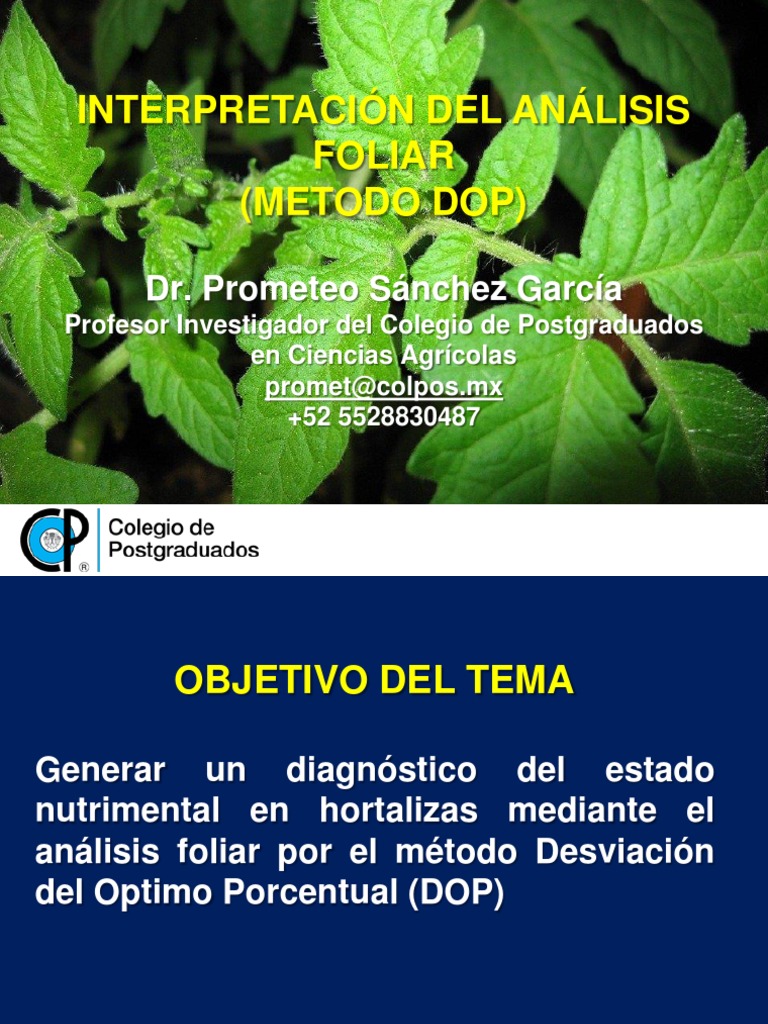Tema 9. Interpretacion Del Analisis Foliar (Metodo Dop) | PDF