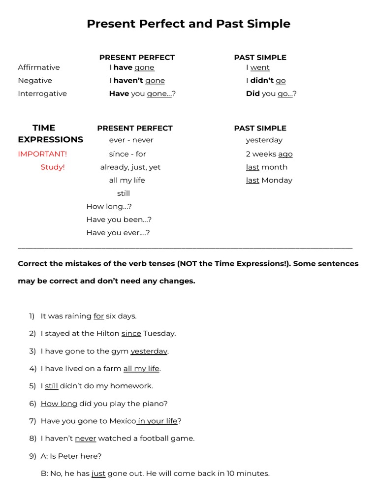 Present Perfect vs. Past Simple Guide | PDF
