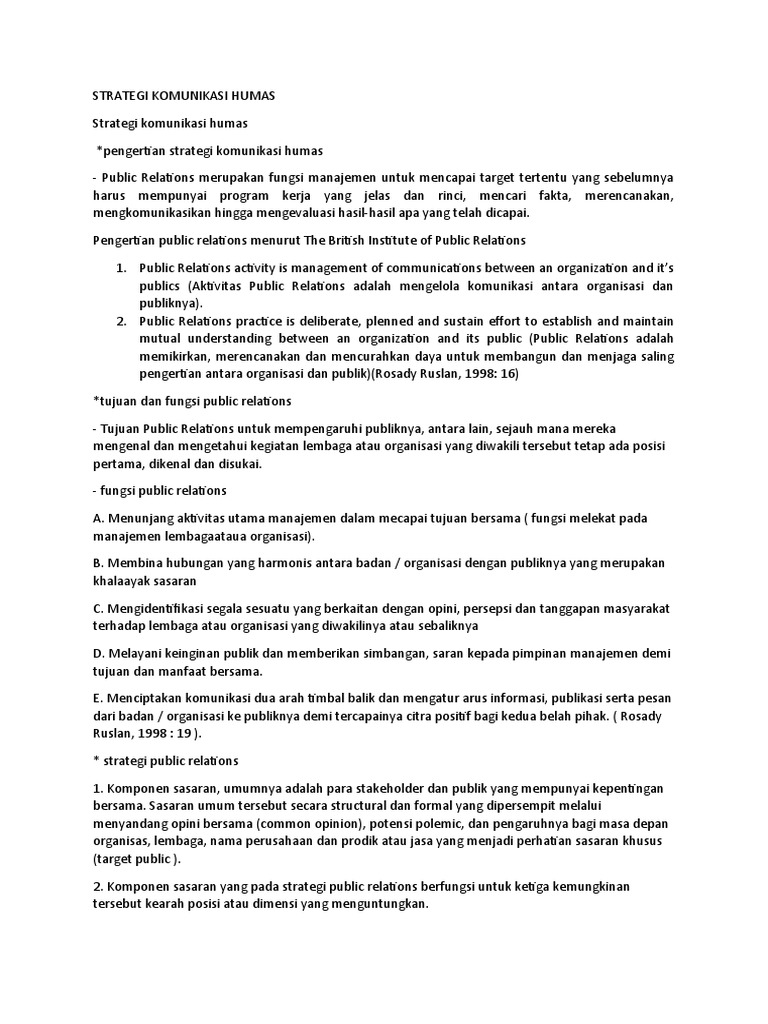 Strategi Komunikasi Humas | PDF | Karier & Perkembangan | Sains ...