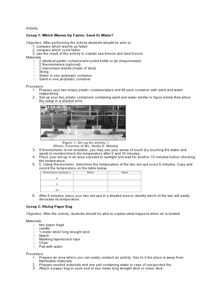 Wind Formation Experiment | PDF | Water | Temperature