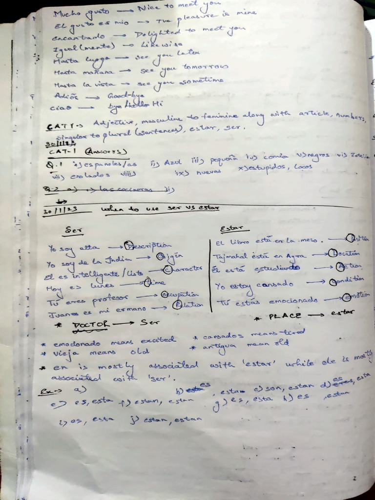 Spanish Class Notes | PDF