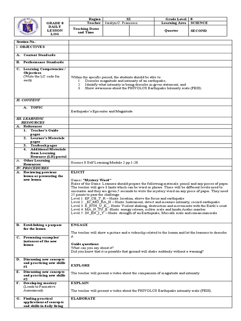 Science 8 - Q2 M2 | PDF | Earthquakes | Learning