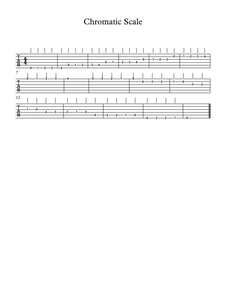 Scales - Chromatic Scale - Guitar Tab | PDF