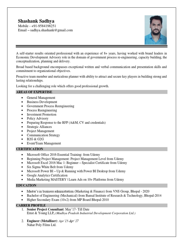 CV Shashank+Sadhya | PDF | Business