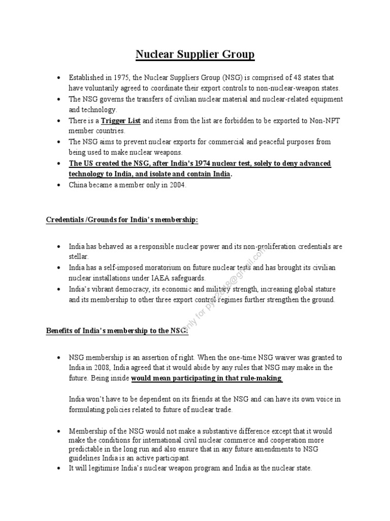 Classroom 12 Nuclear Suppliers Group NSG 920260 | PDF | Nuclear Proliferation | Treaty On The ...