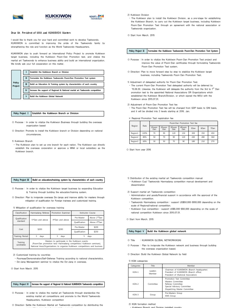 Kukkiwon Taekwondo Global Policy Initiatives | PDF