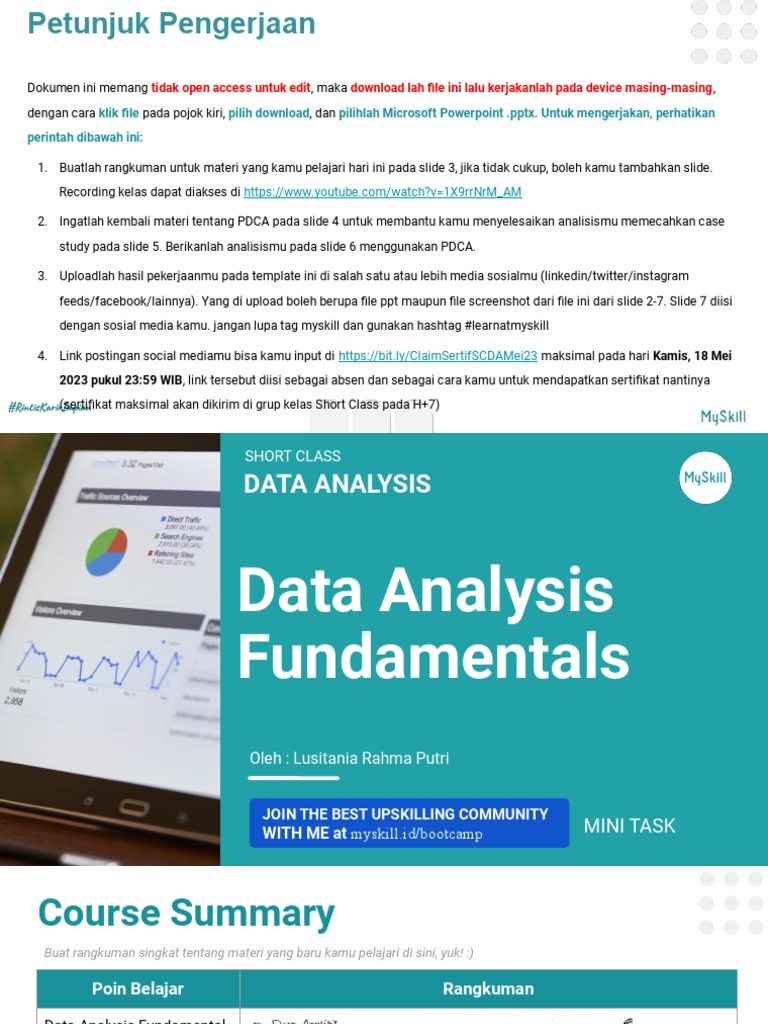 LUSITANIA RAHMA PUTRI - Short Class Data Analysis | PDF | Karier & Perkembangan