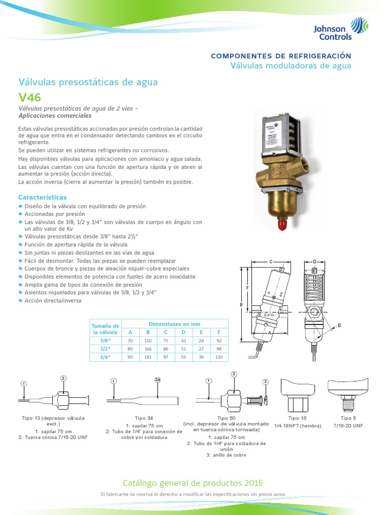 Válvulas Presostáticas de Agua: Componentes de Refrigeración | PDF ...