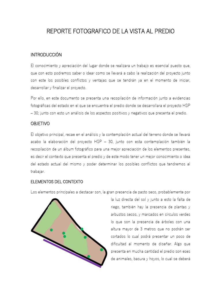 Análisis fotográfico del predio y su contexto donde se desarrollará el proyecto HSP-30 evaluando ...