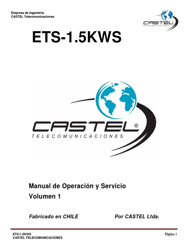 CASTEL - Transmisor ETS-1.5K - Manual de Operación y Servicio, Volumen 1 | PDF