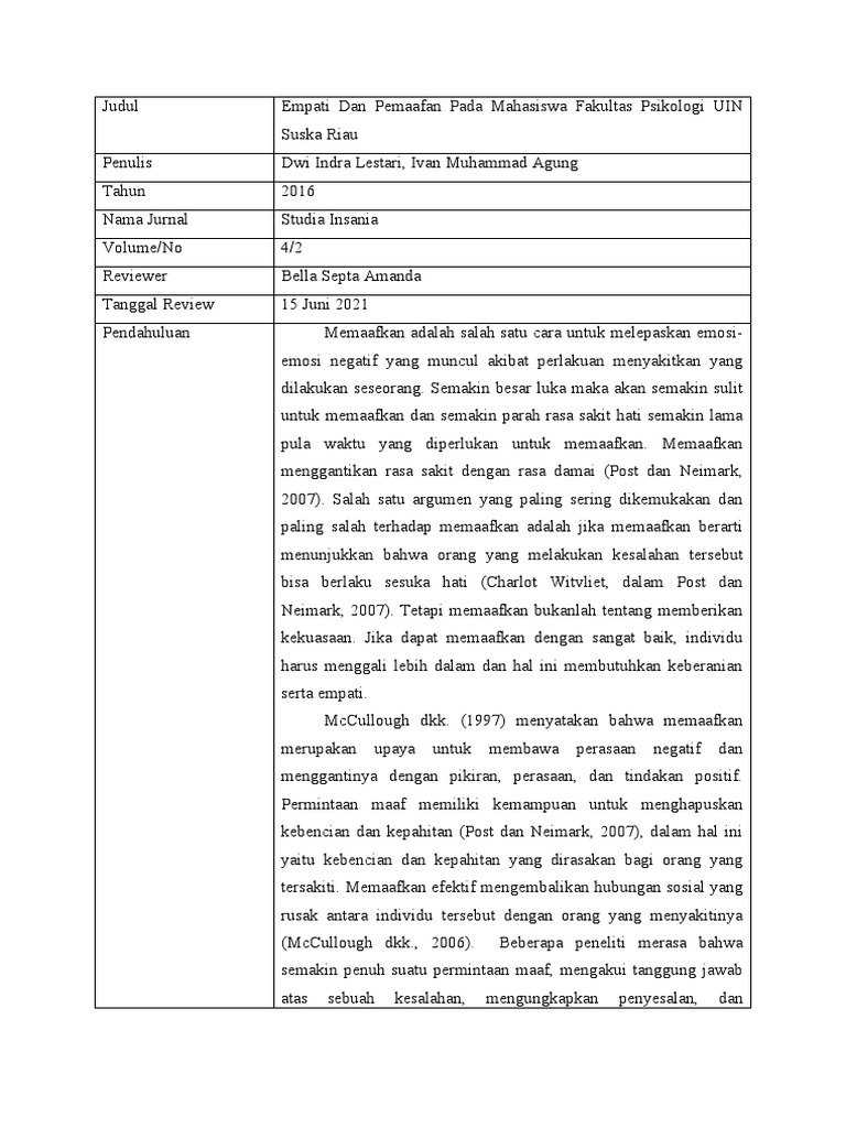 Hubungan Empati dan Pemaafan Mahasiswa | PDF