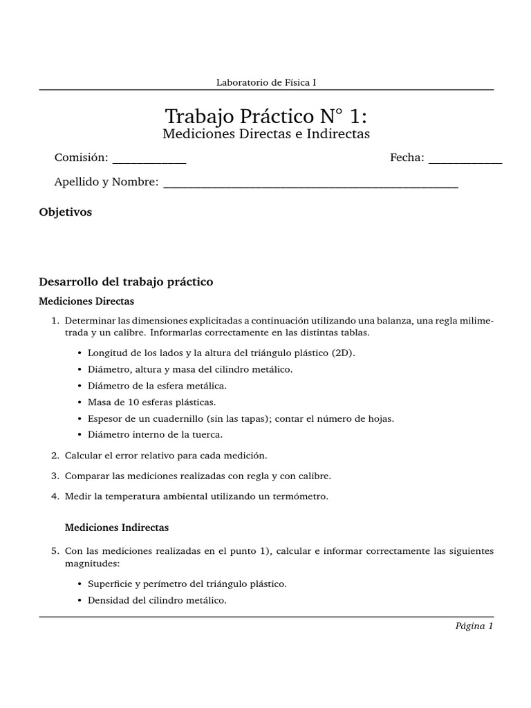TP 1-Informe Mediciones Directas e Indirectas | PDF | Medición | Science